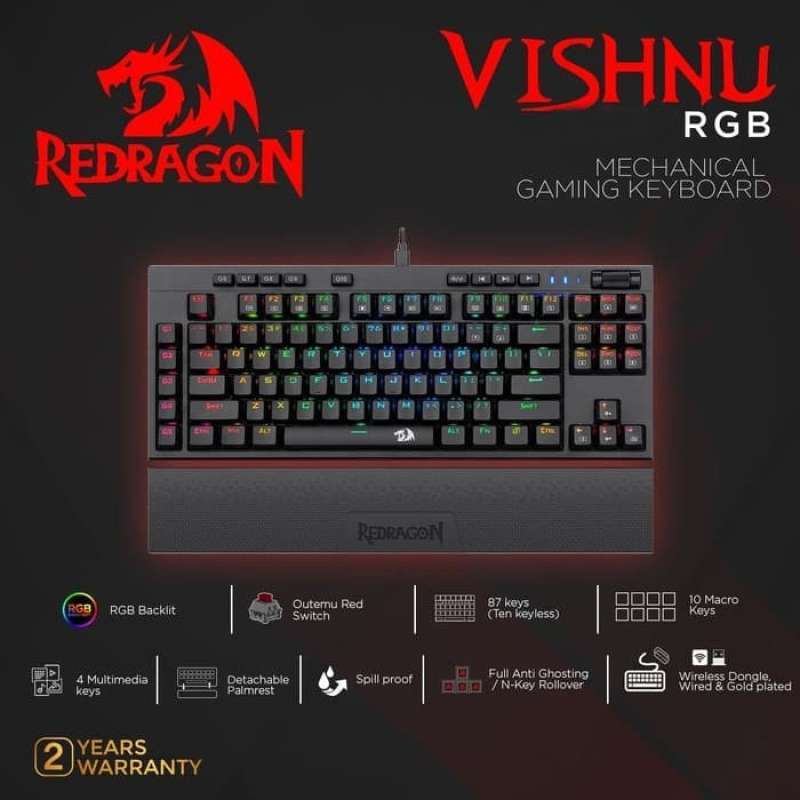 Promo Keyboard Gaming Mechanical Red Dragon Switch Macro Wireless Rgb ...