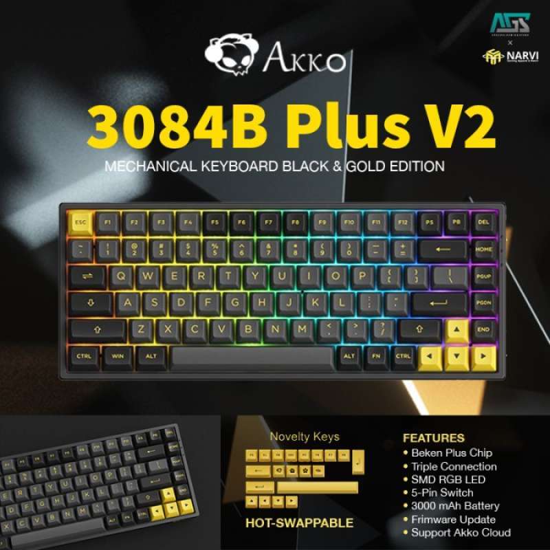 Promo AKKO 3084B Plus V2 Black & Gold Hotswap Wireless RGB - Gaming ...