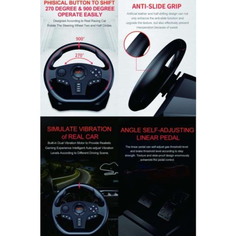 Promo Pxn V900 Pc Racing Wheel Race Steering Wheel With Pedals Diskon ...