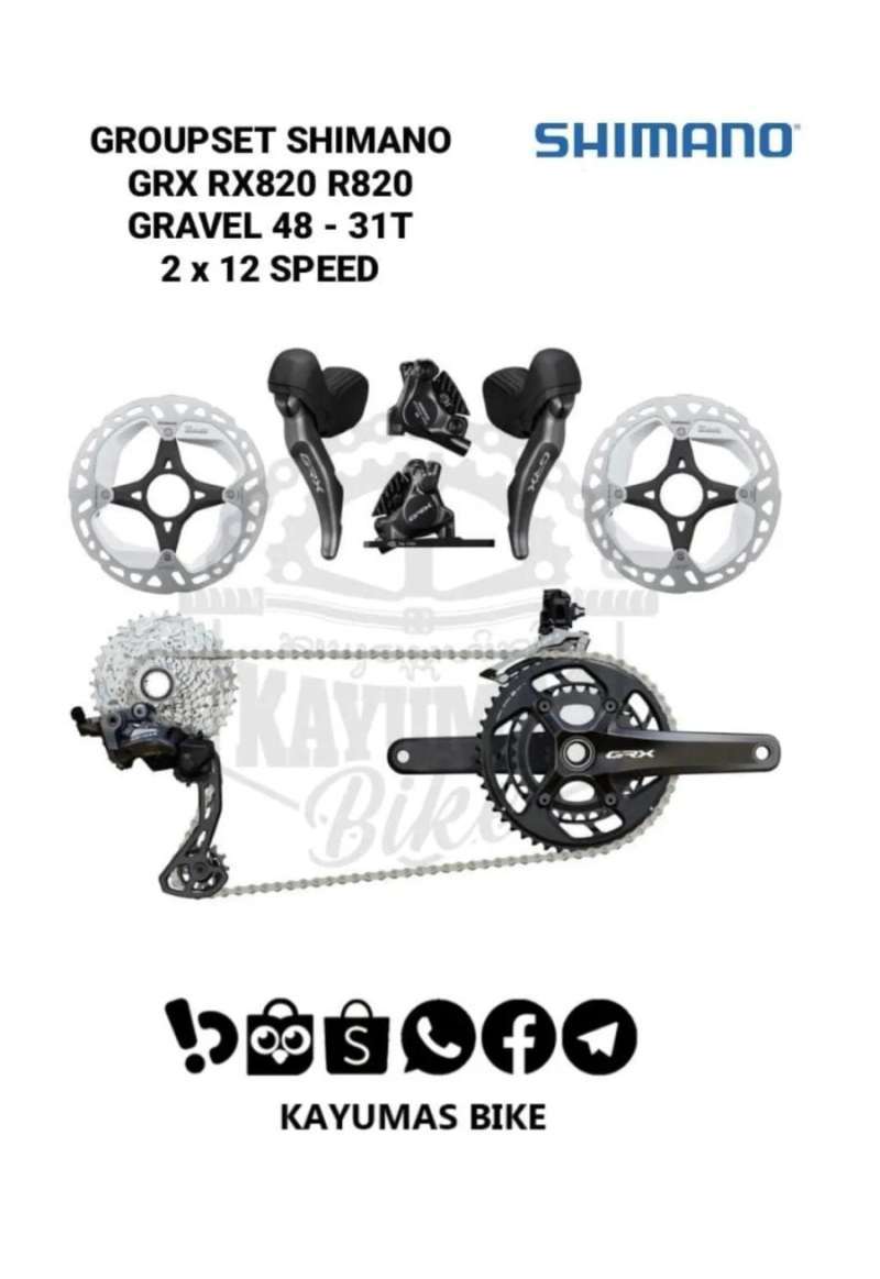 Jual GROUPSET GS SHIMANO GRX RX820 R820 GRAVEL 48 - 31T 2 x 12 SPEED di ...