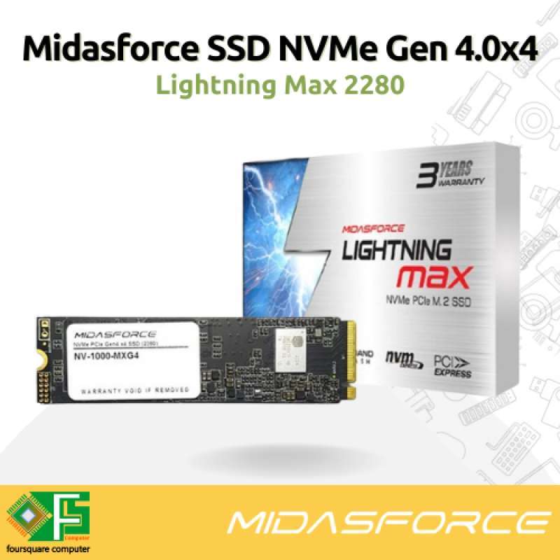 Jual Midasforce SSD NVMe PCIe Gen4 x4 Lightning Max 2280 (Gen 4) 1TB ...