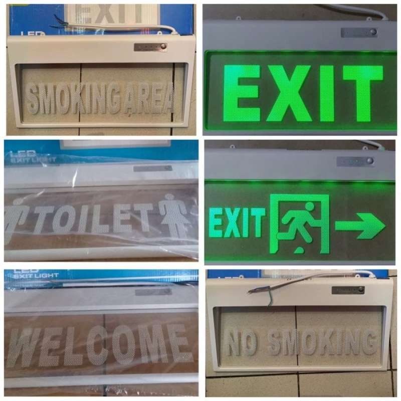 Promo Lampu Emergency Transparan LED EXIT WELCOME TOILET SMOKING Diskon ...