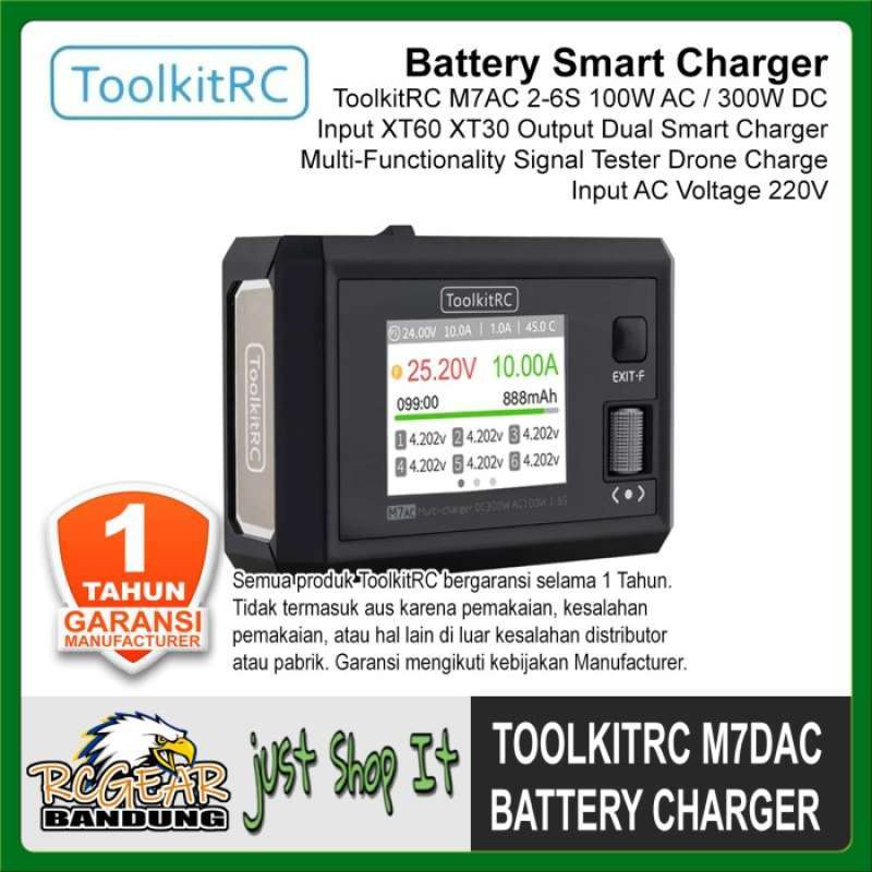 Promo ToolkitRC M7AC 300W Multifunction Smart Charger 1-6S Lipo Battery ...