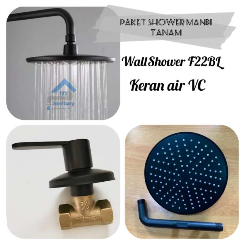 Promo Paket Set Wall Shower Tanam Tembok F22BL -Stop Keran Kran air ...