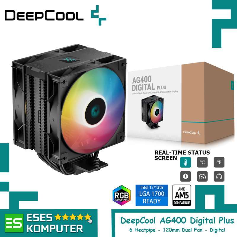 Jual Hsf Deepcool Ag400 Digital Plus Argb | 120mm Air Cpu Cooler Intel ...