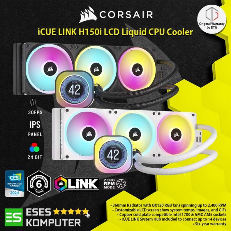 Jual Corsair iCUE LINK H150i LCD Liquid CPU Cooler AIO 360mm ARGB - Hitam di Seller ESES ...