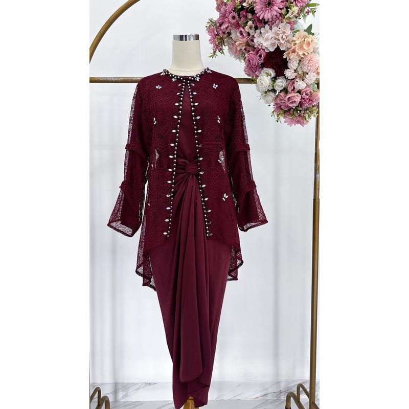 Promo Oneset Clarisa Outer Brokat Premium - Outfit Kondangan Rok Lilit ...