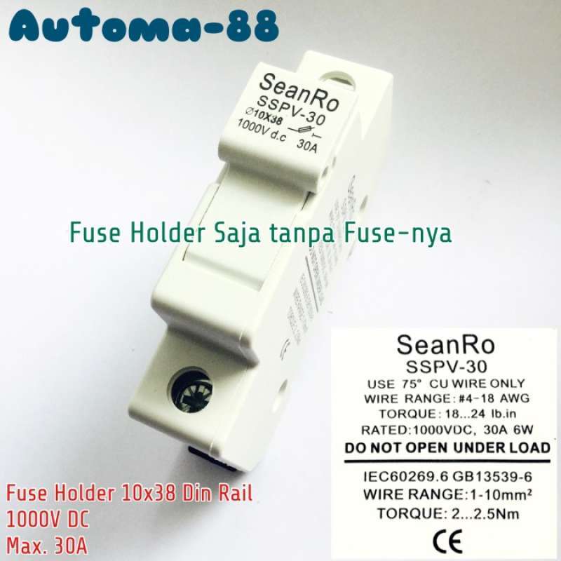 Promo PV FUSE HOLDER PLTS 10X38 DC 1000V 1P 2A 6A 10A 16A 25A 30A SOLAR ...