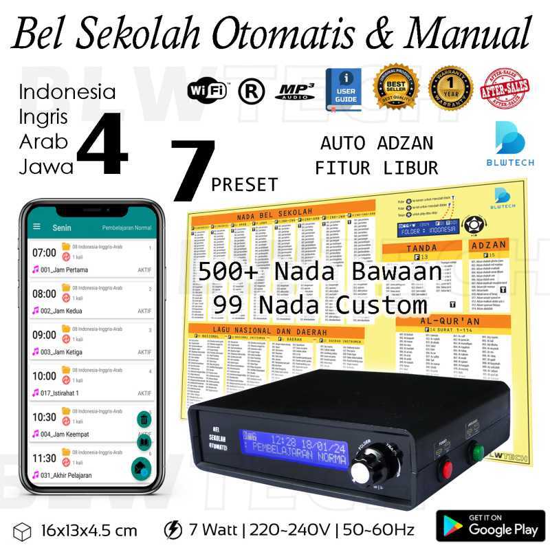 Jual Bel Sekolah Otomatis dan Manual Versi Pro 4 Bahasa dengan Aplikasi ...