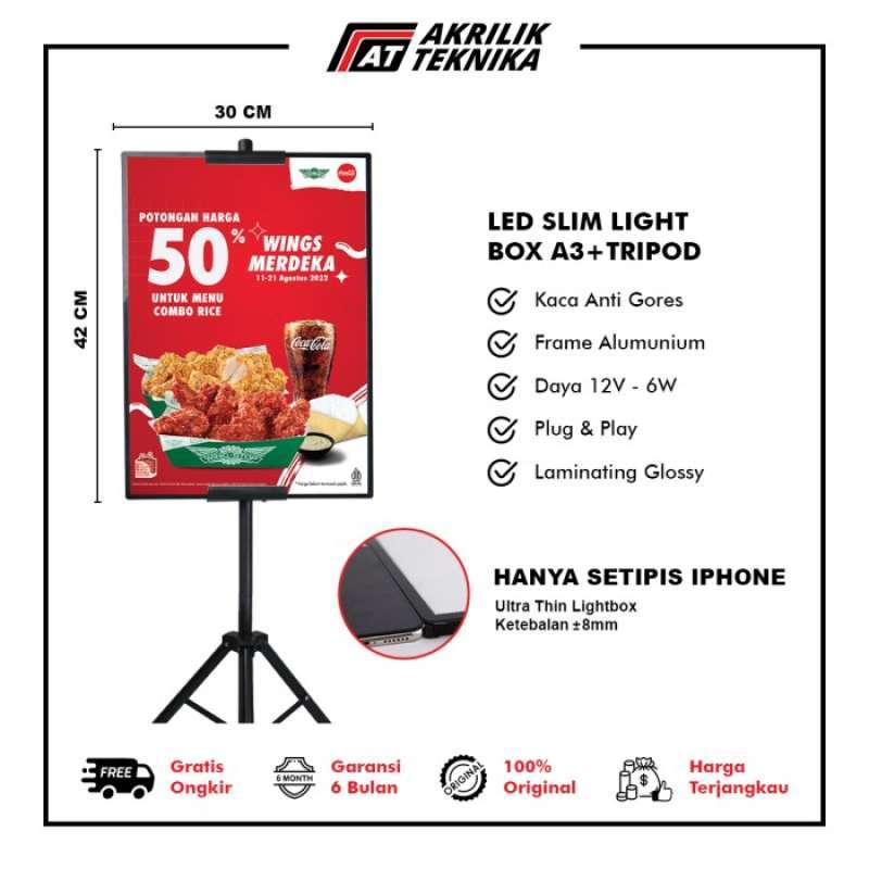 Promo Slim Light Box LED Frame Advertising Portable A3 + Tripod Stand ...