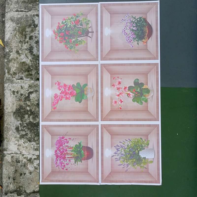 Jual Stiker wallpaper 3D motif bunga bahan pvc vinyl isi 6 pcs di ...
