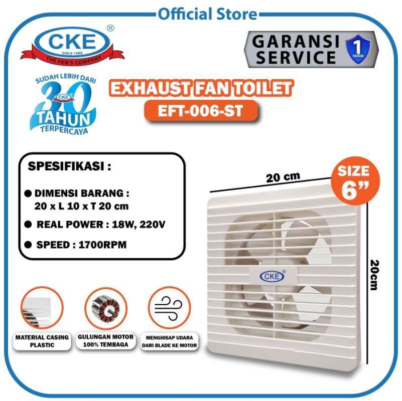 Promo Exhaust Fan Toilet Cke Eft-006-St 6 Inch Eksos Dinding Blower ...