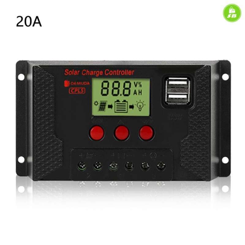 Promo Solar Charge Controller PWM Automatic Recognize 12V/24V 20A GPBK Black Diskon 23% di ...