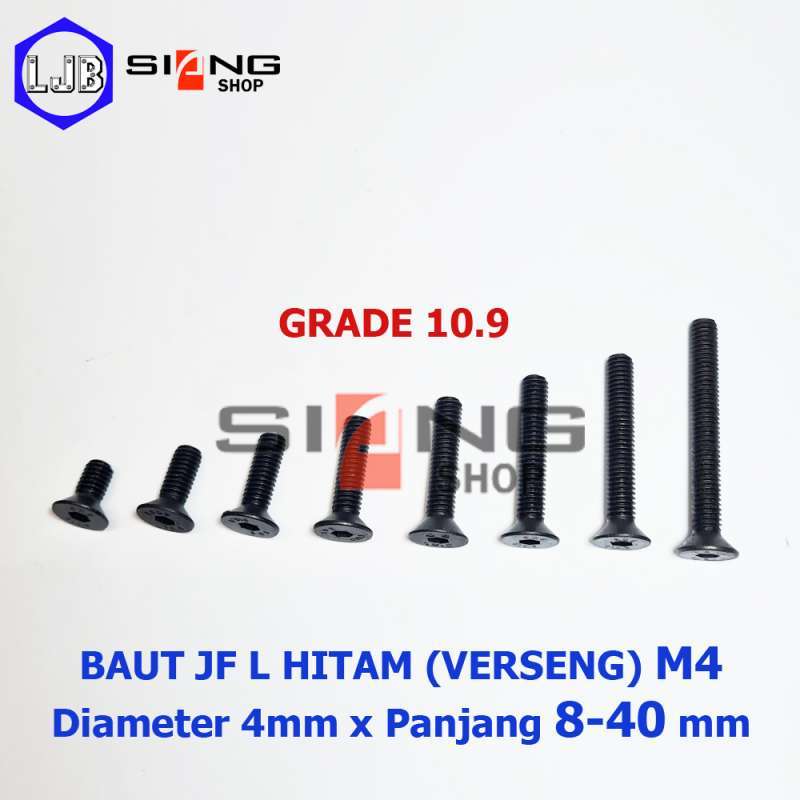 Jual Baut JF L Baja Hitam M4 panjang 8 sd 40mm / Baut Verseng Baja Grade 10.9 di Seller siang ...