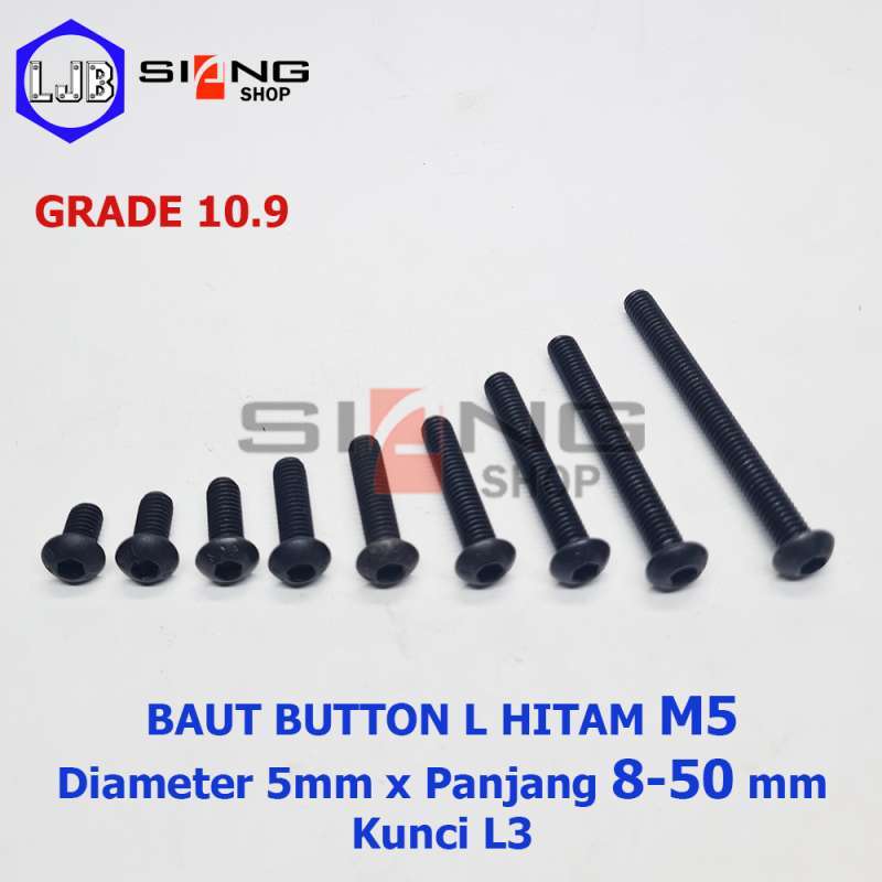 Jual Baut Button L Baja Hitam M5 Grade 10.9 - 16mm (1.6cm) di Seller ...