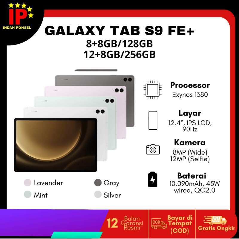Promo SAMSUNG GALAXY TAB S9 FE+ 5G 12/256 GB & WIFI 8/128 GB GARANSI RESMI NASIONAL Diskon 5% di ...