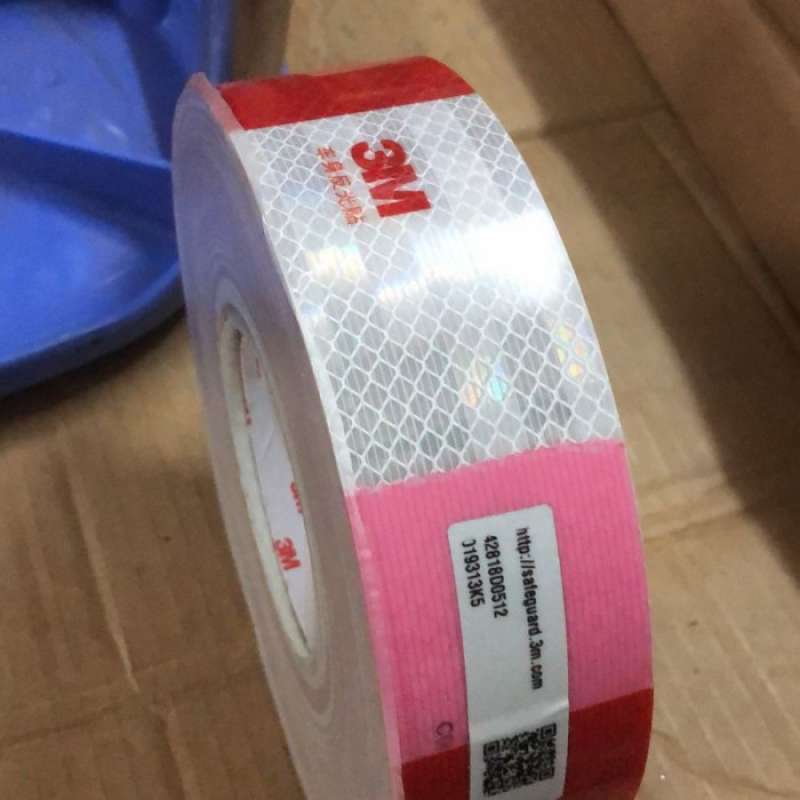 Promo Stiker reflective diamond grade 3m- scotlet merah putih 3m 2 x ...