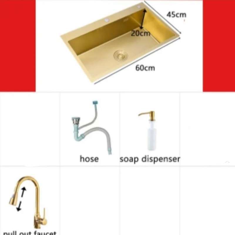 Promo Kitchen Sink Gold/Emas 6045 Stainless/Bak Cuci Piring Gold Model ...