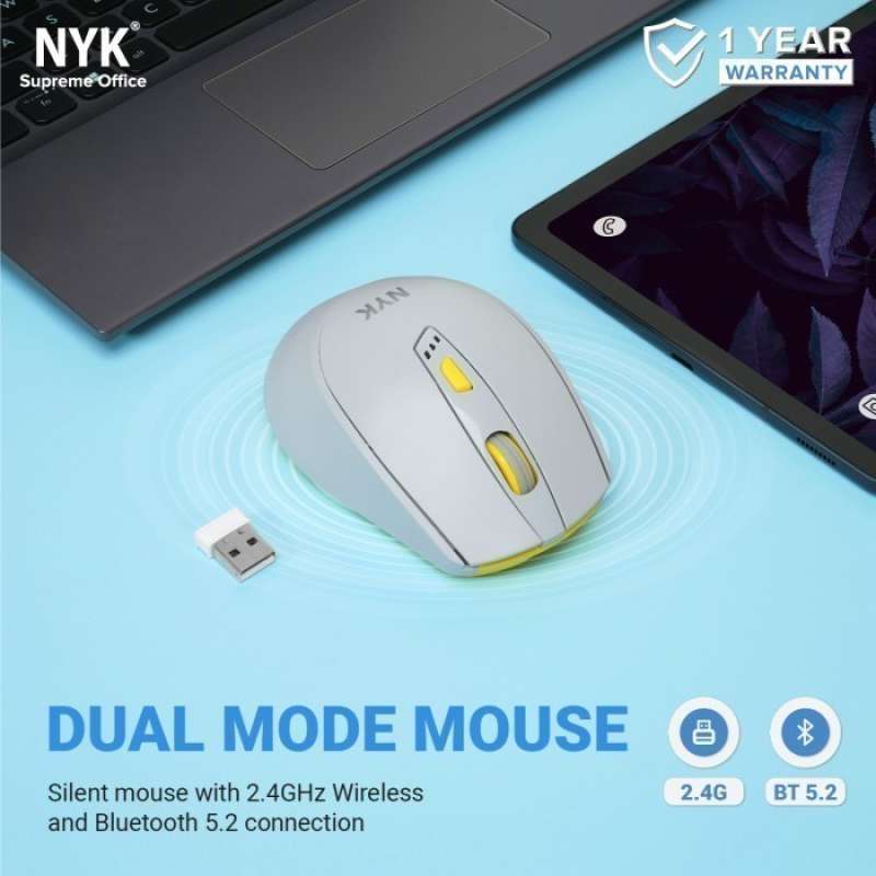 Jual Mouse NYK C80 White Black Dual Mode Bluetooth Wireless ...