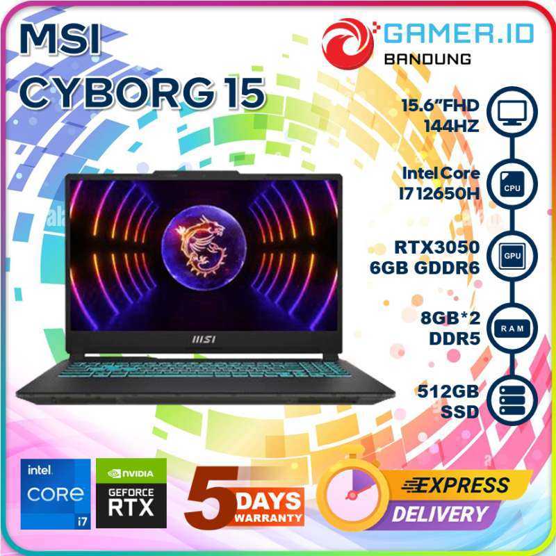 Jual Msi Cyborg 15 I7 12650h Rtx3050 16gb 512gb 15.6fhd Ips 144hz Blit Di Seller Gamer Id ...