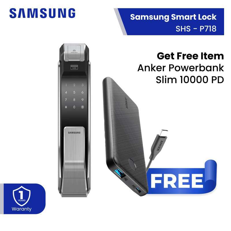 Promo Samsung Smart Door Lock SHS-P718 Buy 1 Get 1 Free Anker Powerbank ...