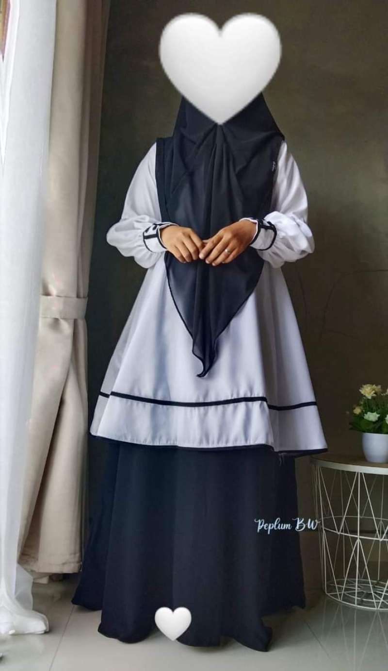 Jual Hermosa-Gamis kantor hitam putih-Pakaian PNS hitam putih-Pakaian ...
