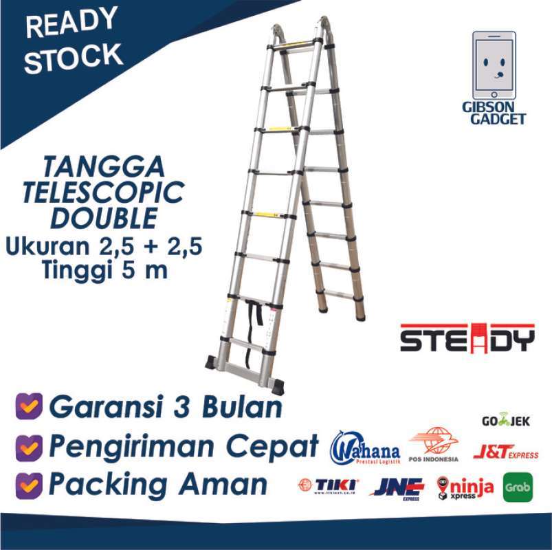 Promo Tangga Aluminium Teleskopic Telescopic 5M 2.5+2.5 Meter Double ...