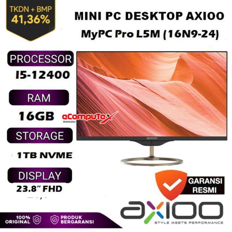 Jual Mini Pc Axioo Mypc Pro L5m (16n9-24) I5-12400 16gb 1tb 23.8 Inch ...