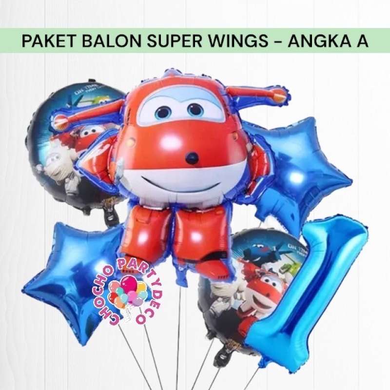 Jual Paket Balon SUPER WINGS Angka A / Dekorasi Ulang Tahun Super Wings ...