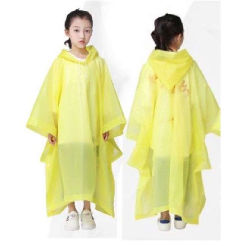 Promo Jas Hujan Untuk Anak Model Ponco Dengan Kancing Aneka Warna Polos ...