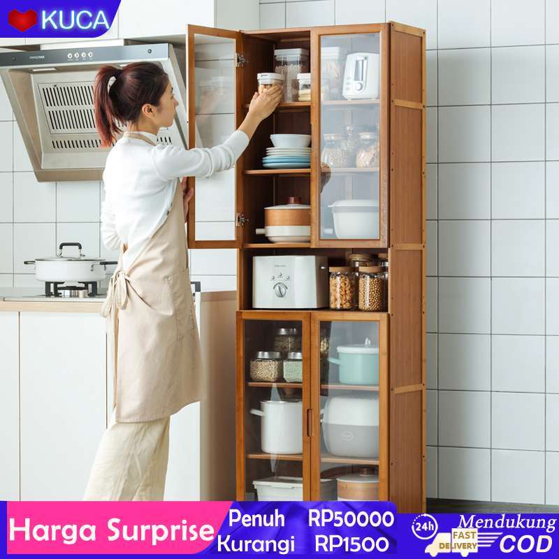 Promo Lemari Penyimpanan Dapur Bambu Rak Dapur Serbaguna Rak Kabinet ...