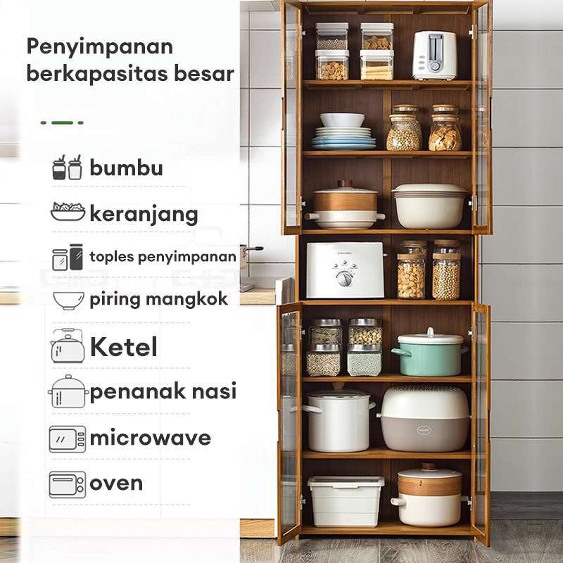 Promo Lemari Penyimpanan Dapur Bambu Rak Dapur Serbaguna Rak Kabinet ...
