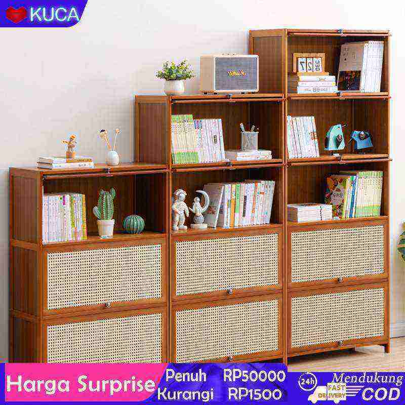 Promo Lemari Buku Transparan&Retikulat Rak Buku Serbaguna Rak Buku Kayu ...