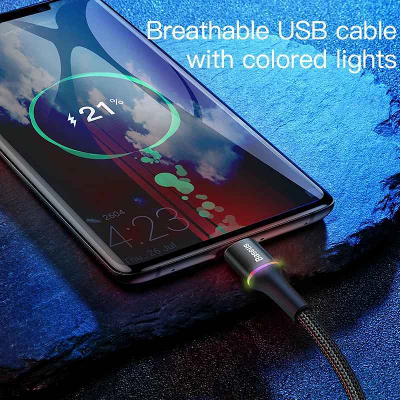 Jual BASEUS KABEL CHARGER HALO LED USB TYPE-C 3AFAST CHARGING ANDROID ...