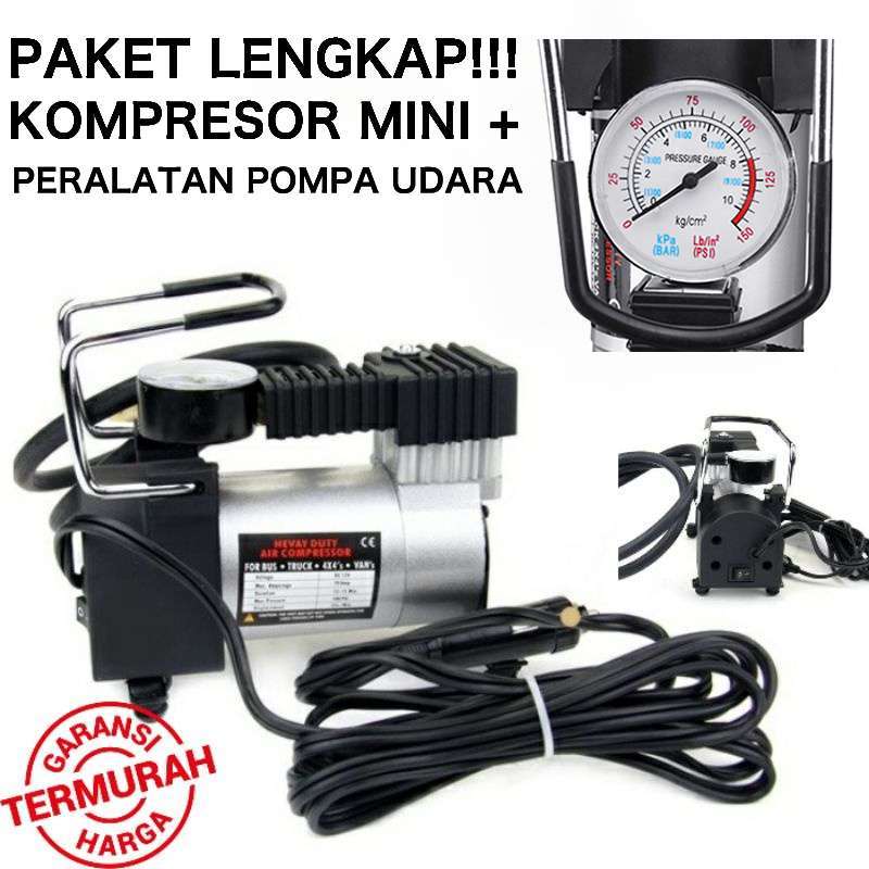 Promo Paket Compressor Mini Listrik Portable pompa angin Ban motor ...