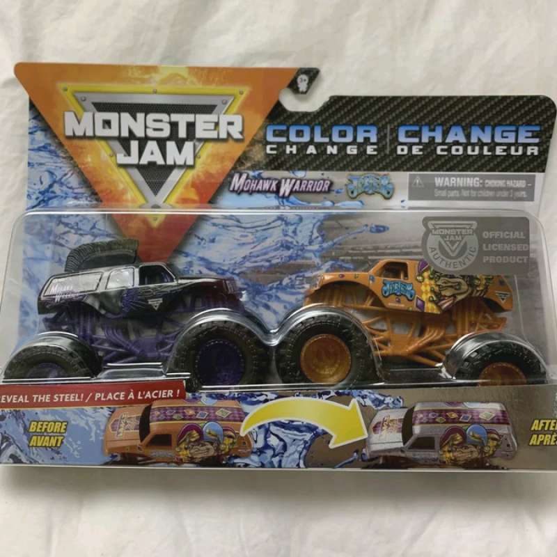 Promo MONSTER JAM MOHAWK WARRIOR VS JESTER SPIN MASTER CHANGE COLOR ...
