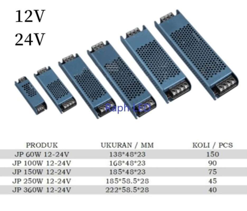 Promo Travo Adaptor Slim 12v 24v Psu Jaring 60w 100w 150w 250w 360w - Slim 12 Volt, 60 Watt ...
