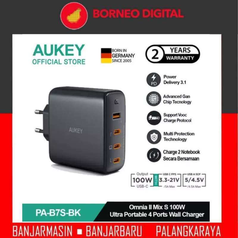 Jual Aukey PA-B7S Omnia II Mix S 100W 4-Port PD Wall Charger di Seller BORNEO DIGITAL Official ...