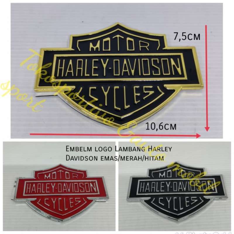 Promo Emblem Logo Lambang 3D motor Harley Davidson cycles gold hitam ...