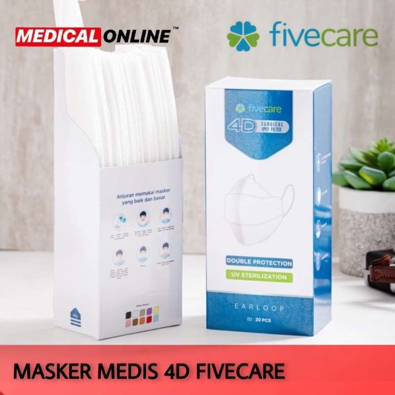 Jual Masker Fivecare 4d 4ply Filter Masker Medis Evoplusmed Medical ...