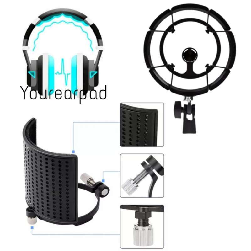 Jual New Shock Mount Metal Pop Filter U New For Blue Yeti Pro Usb Blue ...