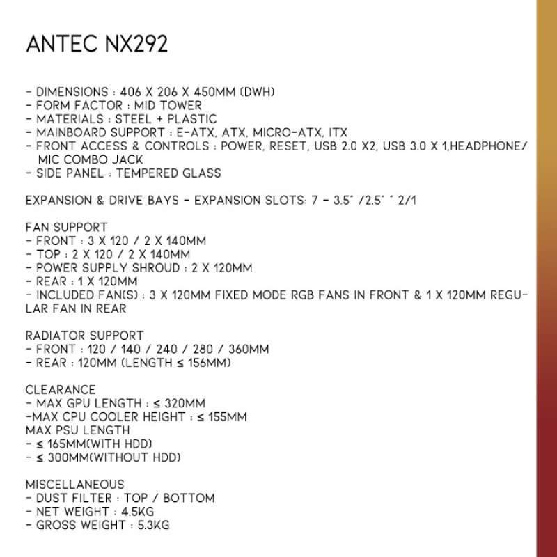 Jual ANTEC NX292 | NX Series-Mid Tower Gaming Case - Putih di Seller ...