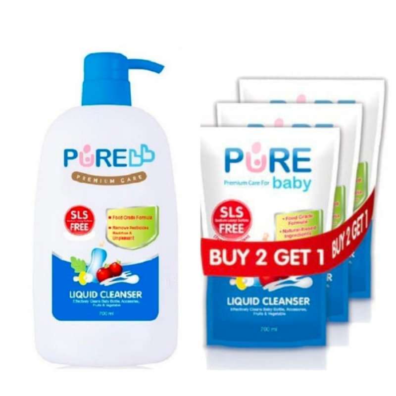 Promo Pure BB Bottle Liquid Cleanser - sabun cuci botol bayi 700ml x ...