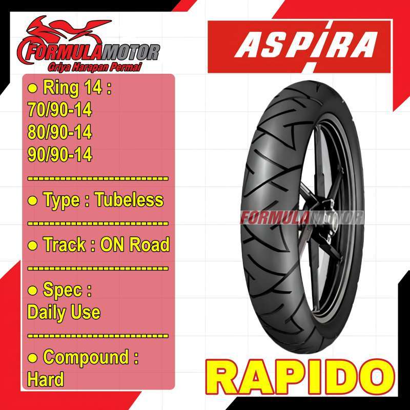 Jual Aspira Maxio Rapido Ring 14 Tubeless All Size (Hard Compound) Ban ...
