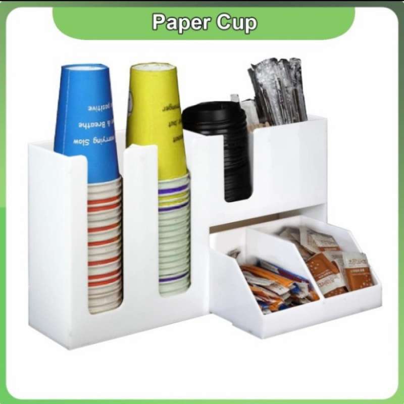 Jual Rak Akrilik Paper Cup Holder Sederhana Complete Model B - Putih di ...