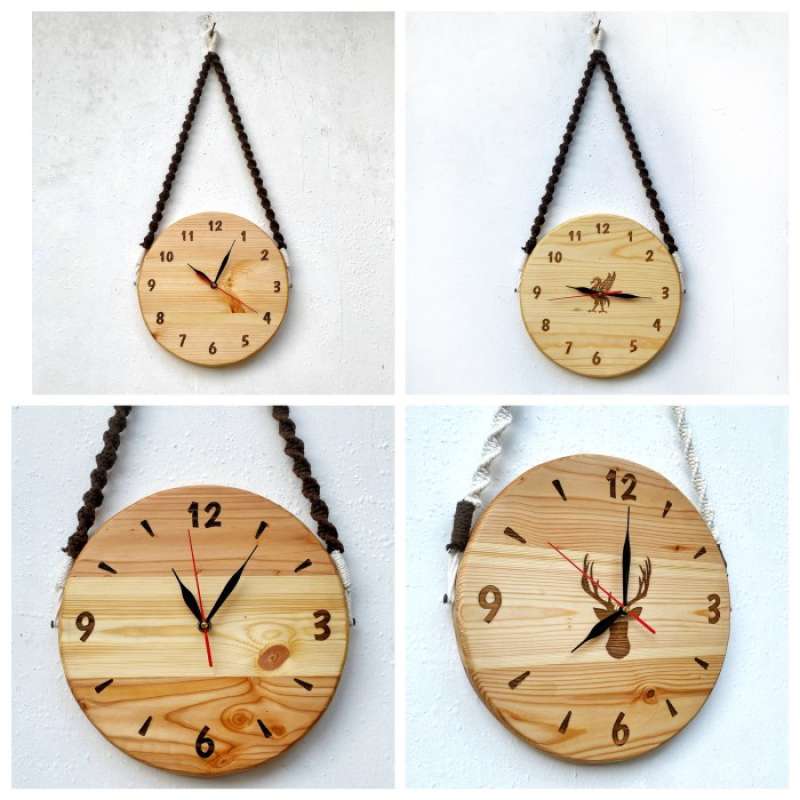 Promo Jam Dinding Kayu Pinus Unik Aesthetic Diskon 33% Di Seller ...