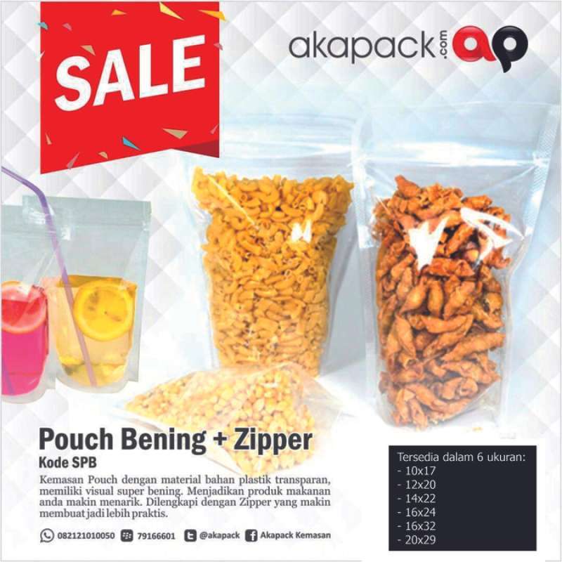 Promo Standing Pouch Bening Dengan Zipper Per 1kg Berbagai Ukuran ...