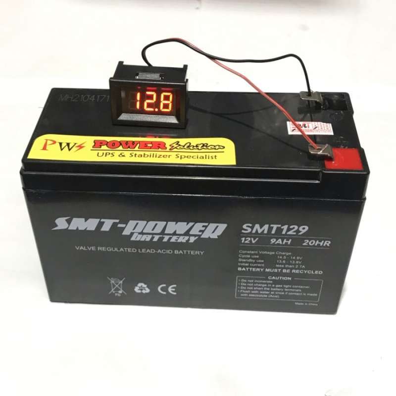 Promo SMT POWER Battery 12V 9AH + Digital Volt Meter Diskon 23% di ...