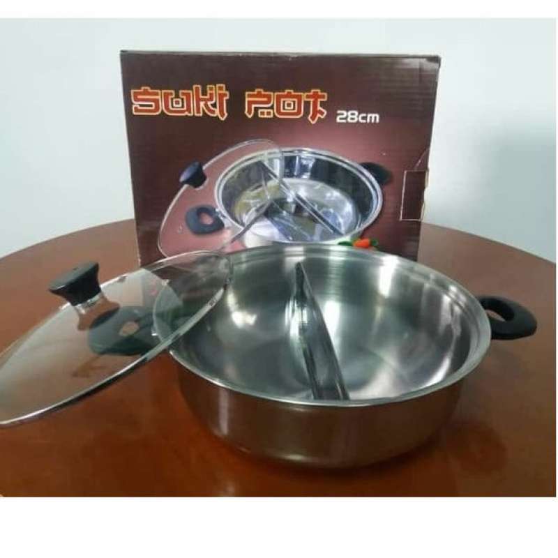 Promo Panci Shabu 2 Sekat Stainless 28 Cm I Panci Shabu Shabu Sukiyaki ...