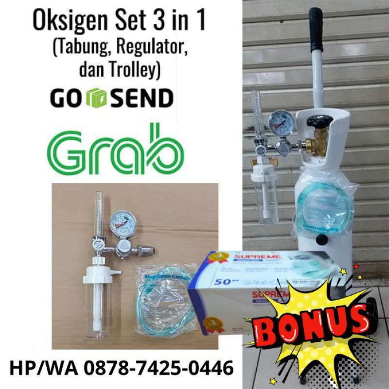 Promo dijual paket lengkap tabung oksigen 1m3 / alat bantu pernapasan ...